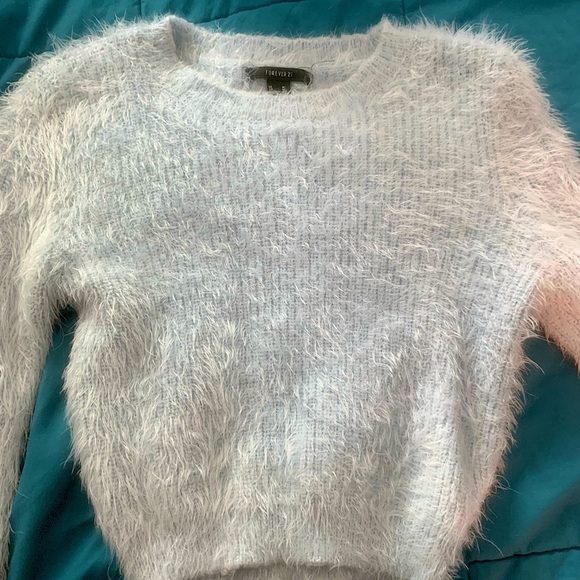Forever 21 | Sweaters | Fluffyfuzzy Light Blue Cropped Sweater | Poshmark